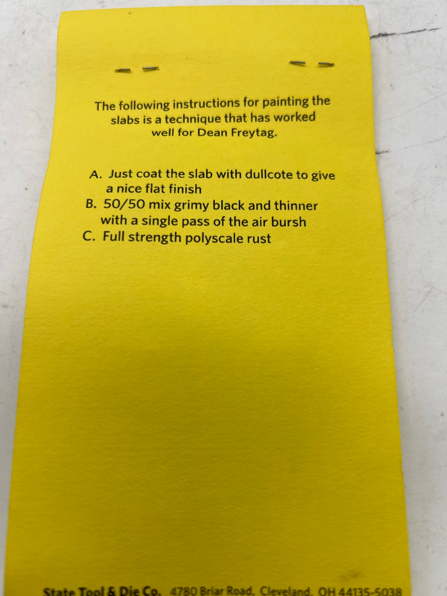 STATE TOOL DIE CMA-785C, cold steel slab (10), layout scenery load, HO