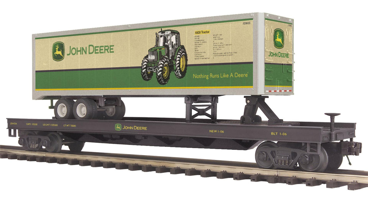 MTH 20-98510 Premier John Deere Flat Car w/ 48' Trailer O SCALE NEW