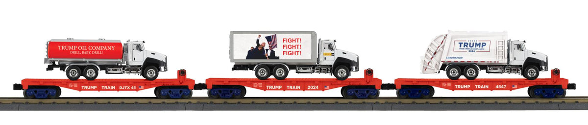 MTH Railking 30-70150 Donald J. Trump O SCALE RailKing 3-Car Flat Car