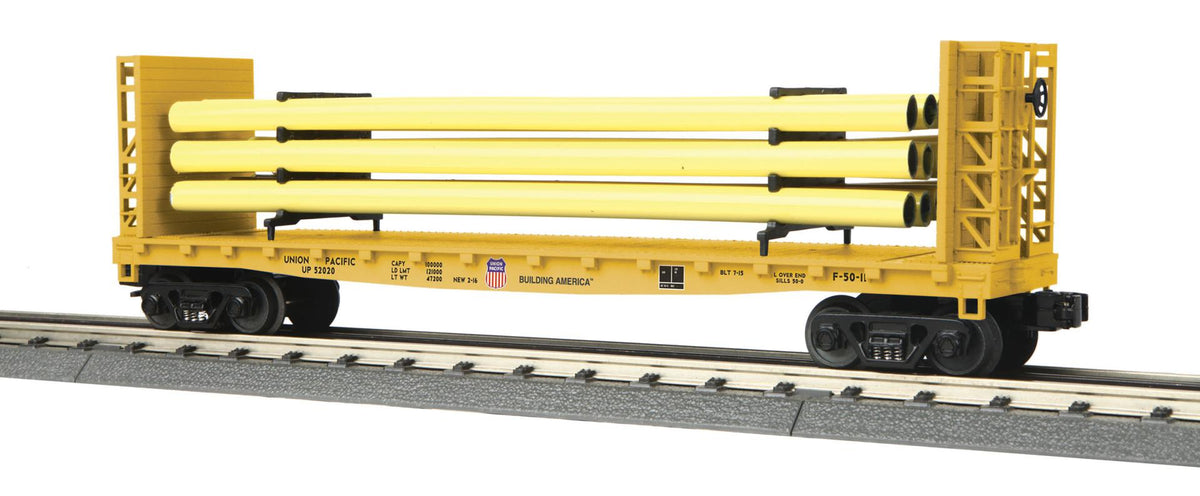 MTH Railking 30-76803 Union Pacific UP Flat Car with Bulkheads & Pipe