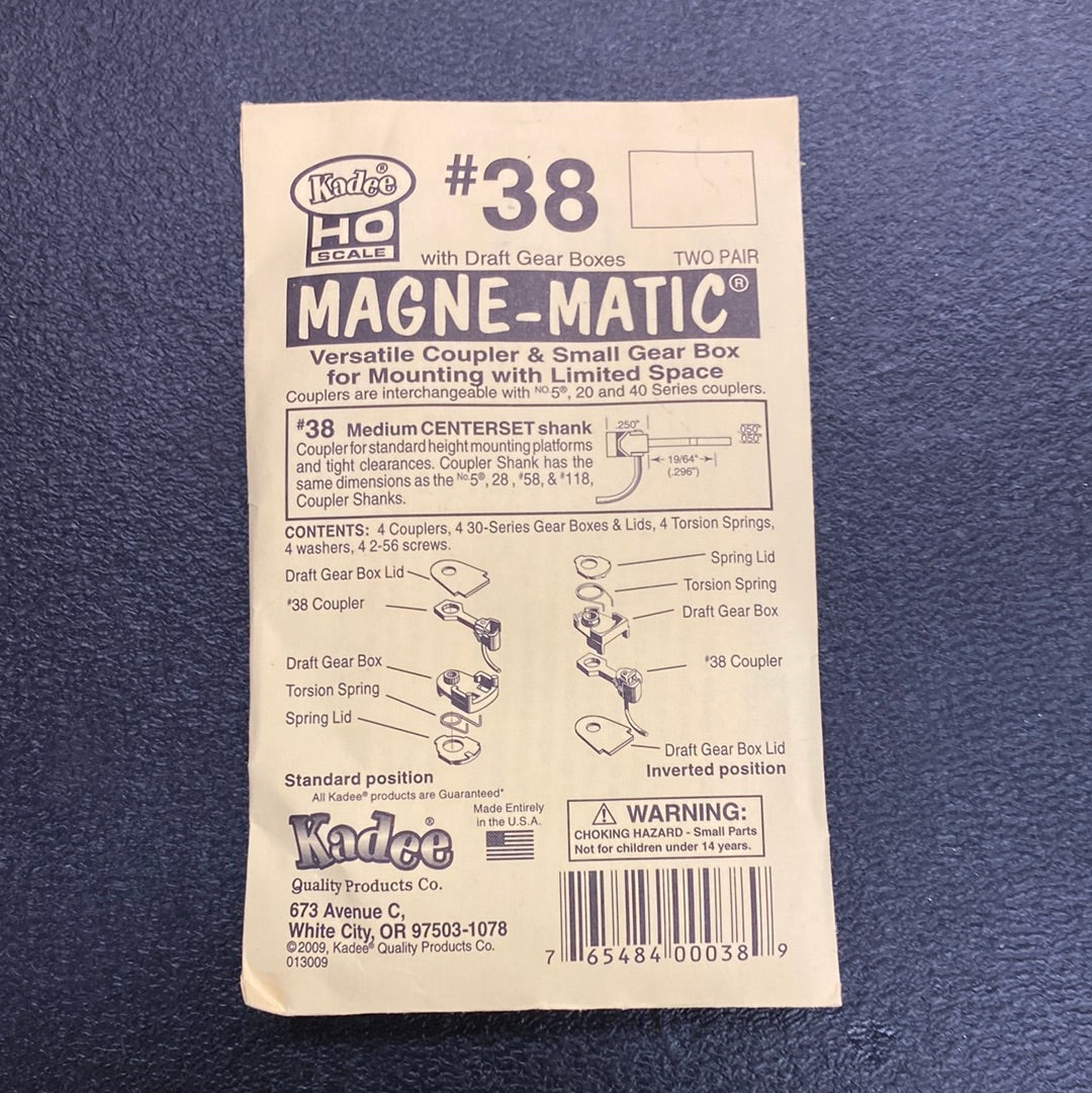 Kadee 38 Magnematic versatile coupler and small gear box for mounting