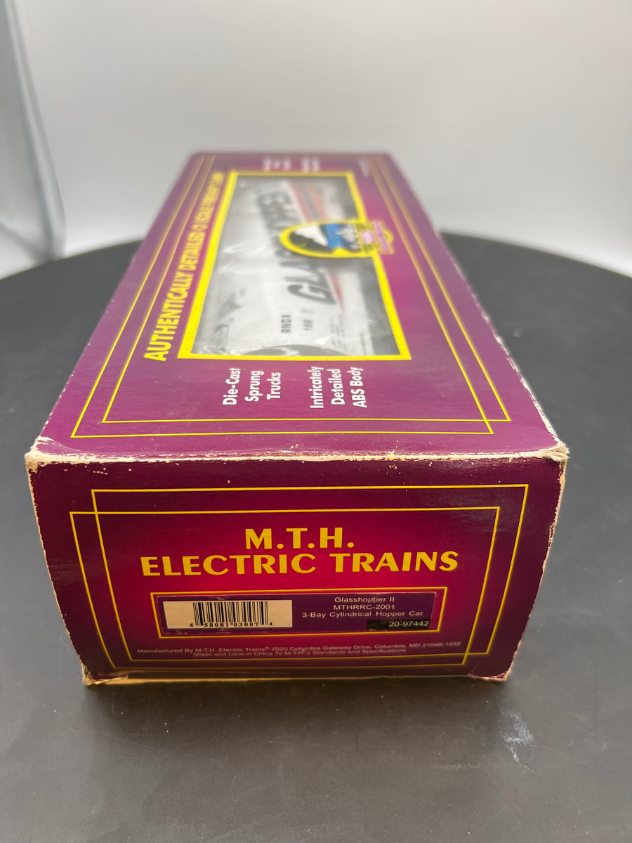 MTH Premier 20-97442 Glasshopper 3-Bay Cylindrical Hopper Car FLA O Sc