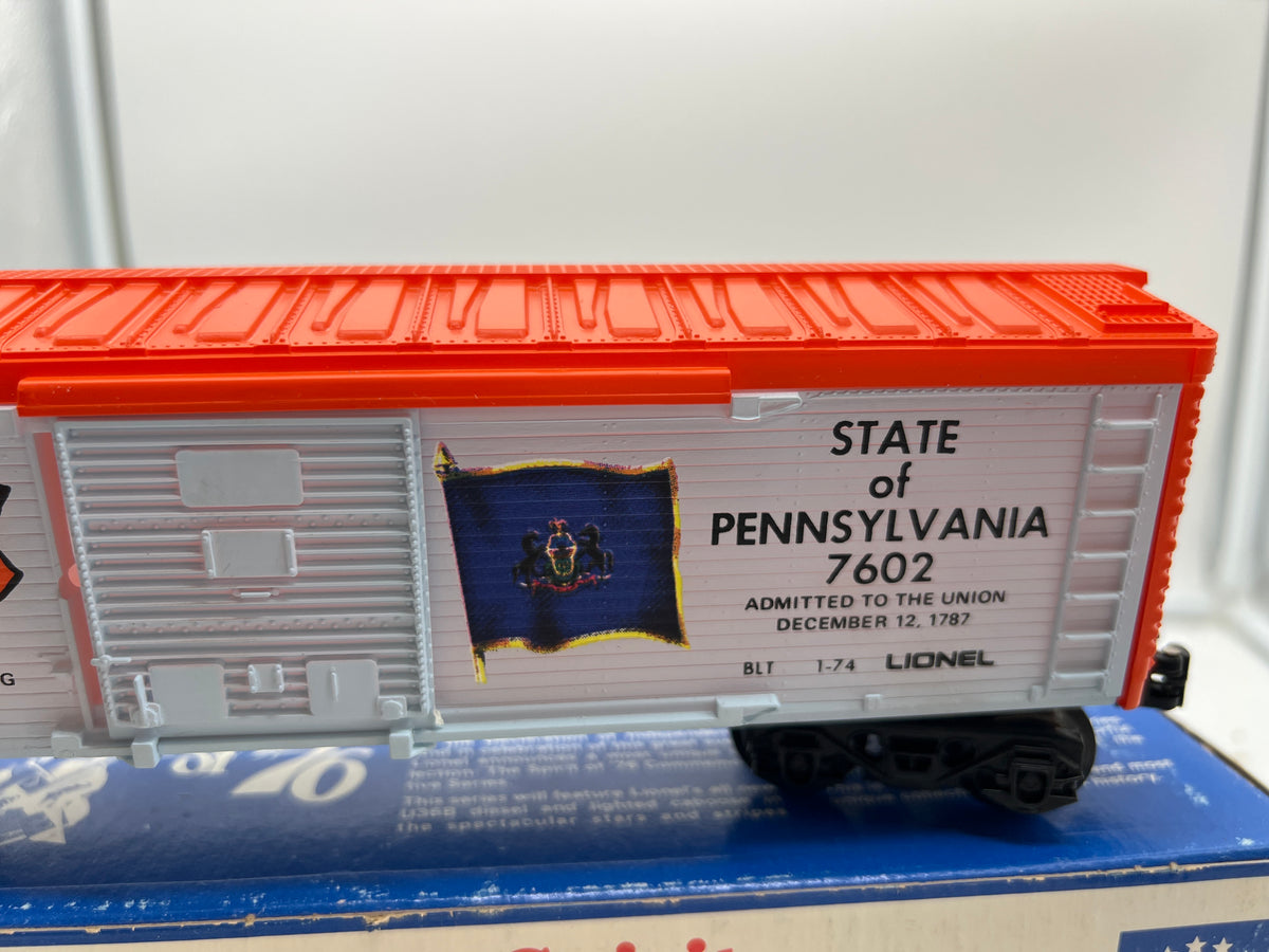 Lionel 6-7602 Pennsylvania Spirit of '76 40' boxcar #7602 O SCALE Like