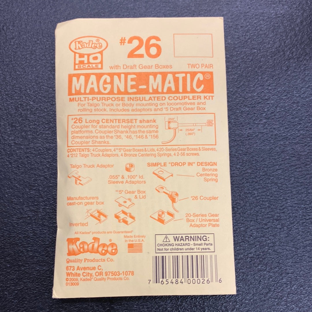 Kadee 26 Magnematic Multipurpose insulated coupler kit with draft gear