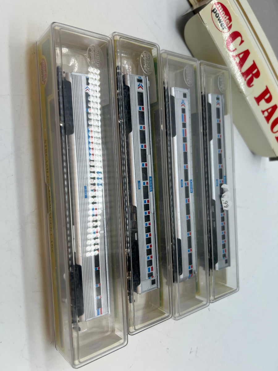 Model Power 3033-4 Amtrak Streamline Passenger Cars 4 Pack N SCALE NEW