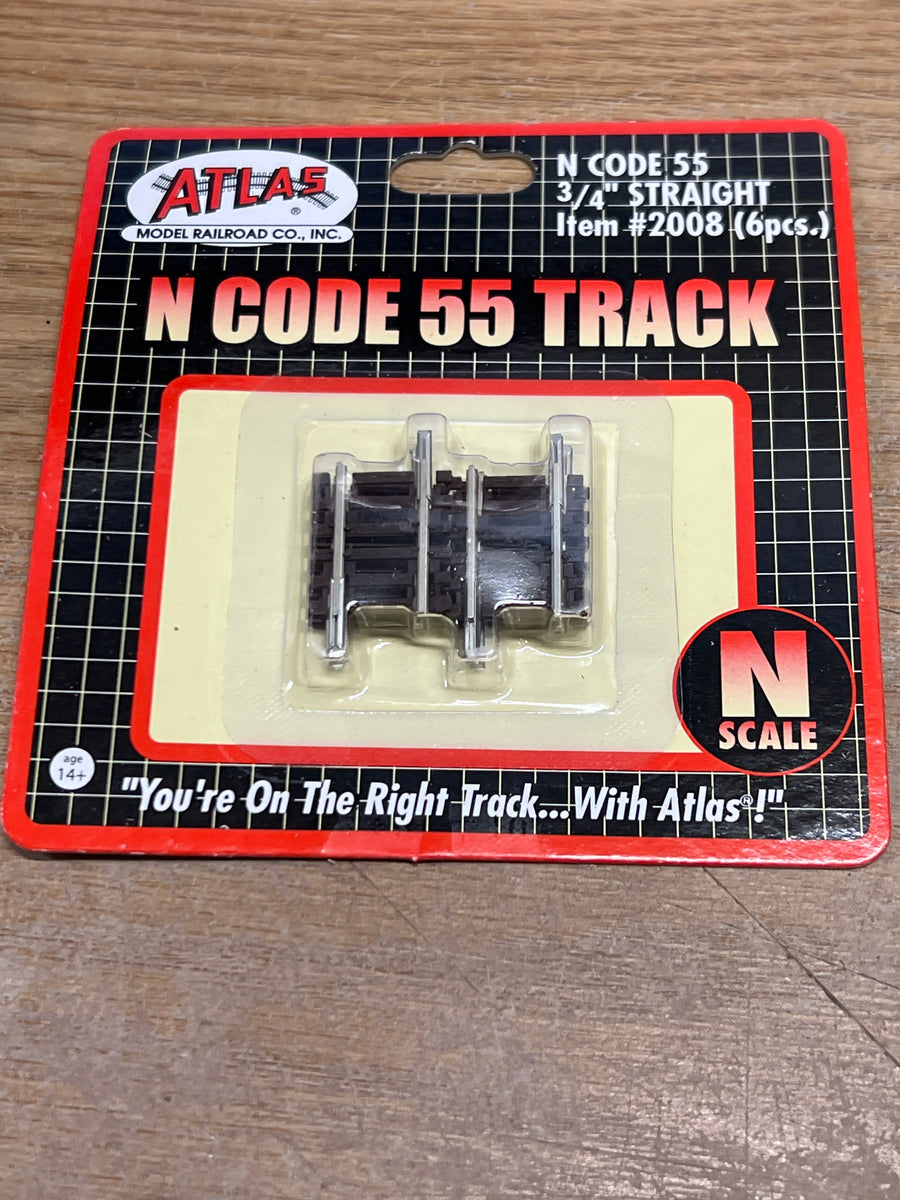 Atlas ATL2008 Code 55 Track 3/4" Straight (6 pieces) w/ Brown ties, Ni