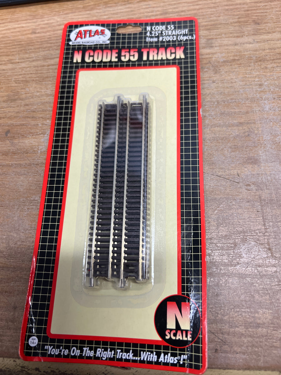 Atlas ATL2003 Code 55 Track 4.25" Straight (6 pieces) w/ brown ties. n