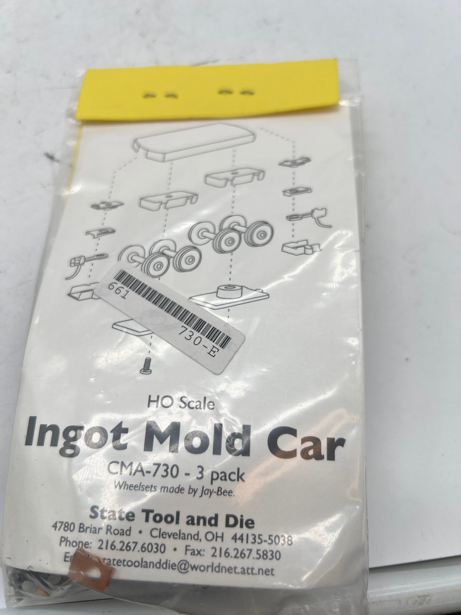 STATE TOOL DIE CMA-730 INGOT MOLD CAR W JAYBEE WHEELSETS KIT HO SCALE