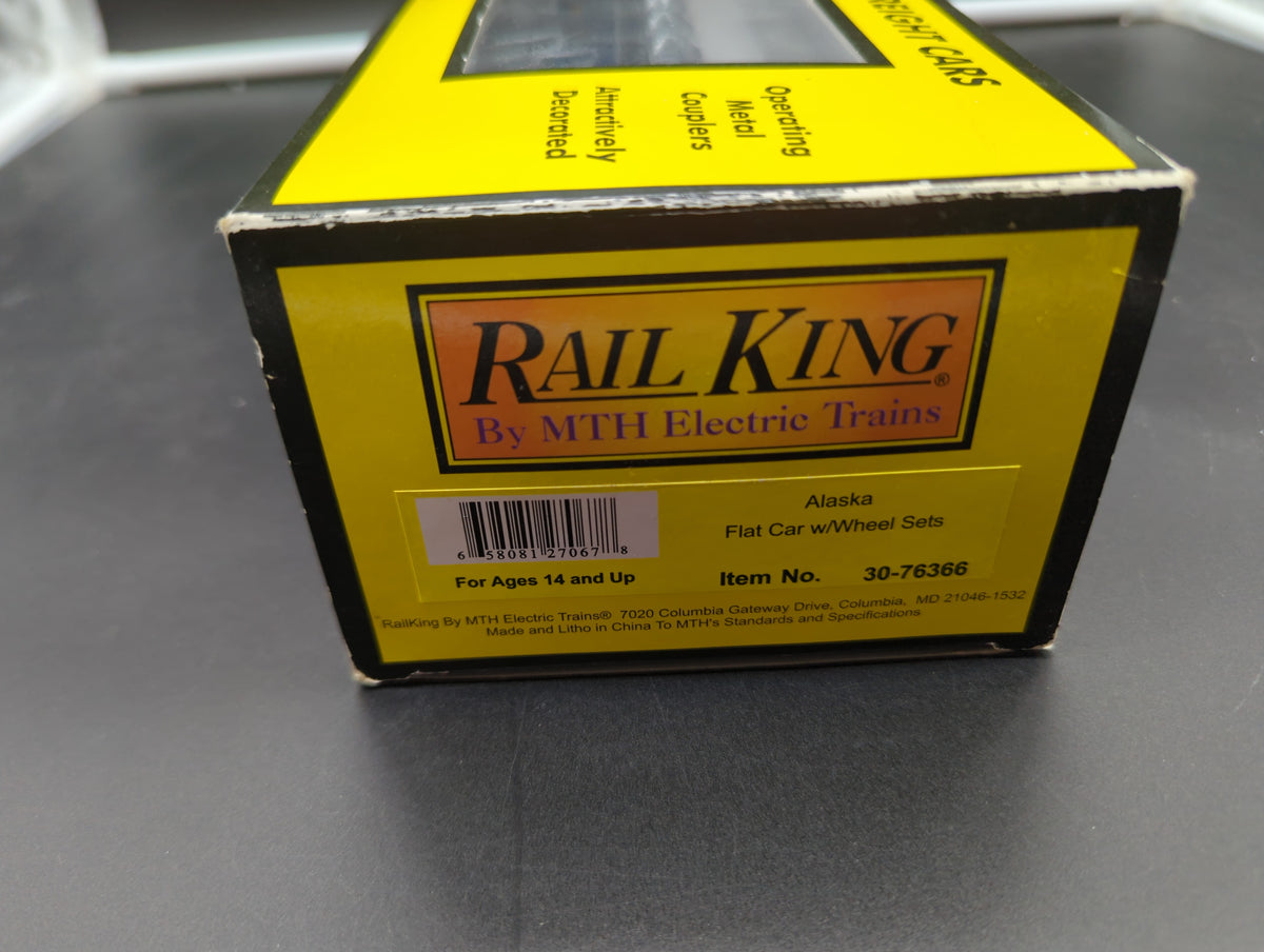 MTH Railking 30-76366 Alaska Flat Car w/Wheel Set - Alaska O SCALE Lik